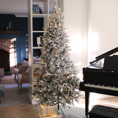 7ft Bosk Slim Pre-Lit Frosted Wentwood Fir Artificial Christmas Tree ...