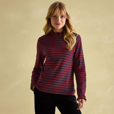 Joules Women's Grace Long Sleeved Top - Red Stripe | Charlies
