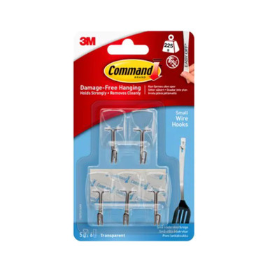 Command Small Wire Hooks, Clear - Pack of 5 | Charlies