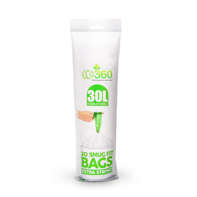 Eco Bag ECO 360 Extra Strong Kitchen Drawstring Bin Liners, 30 Litres ...