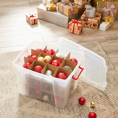 Strata 40L Clear Bauble Storage Box with 36 Dividers | Charlies