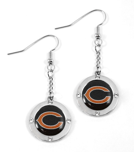Chicago Bears Round Crystal Dangler Earrings