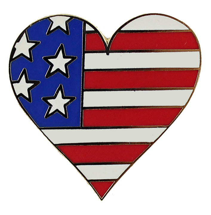 American Flag Heart Pin