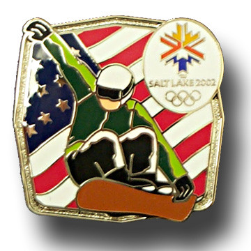 Salt Lake City 2002 Snowboard Patriotic Pin