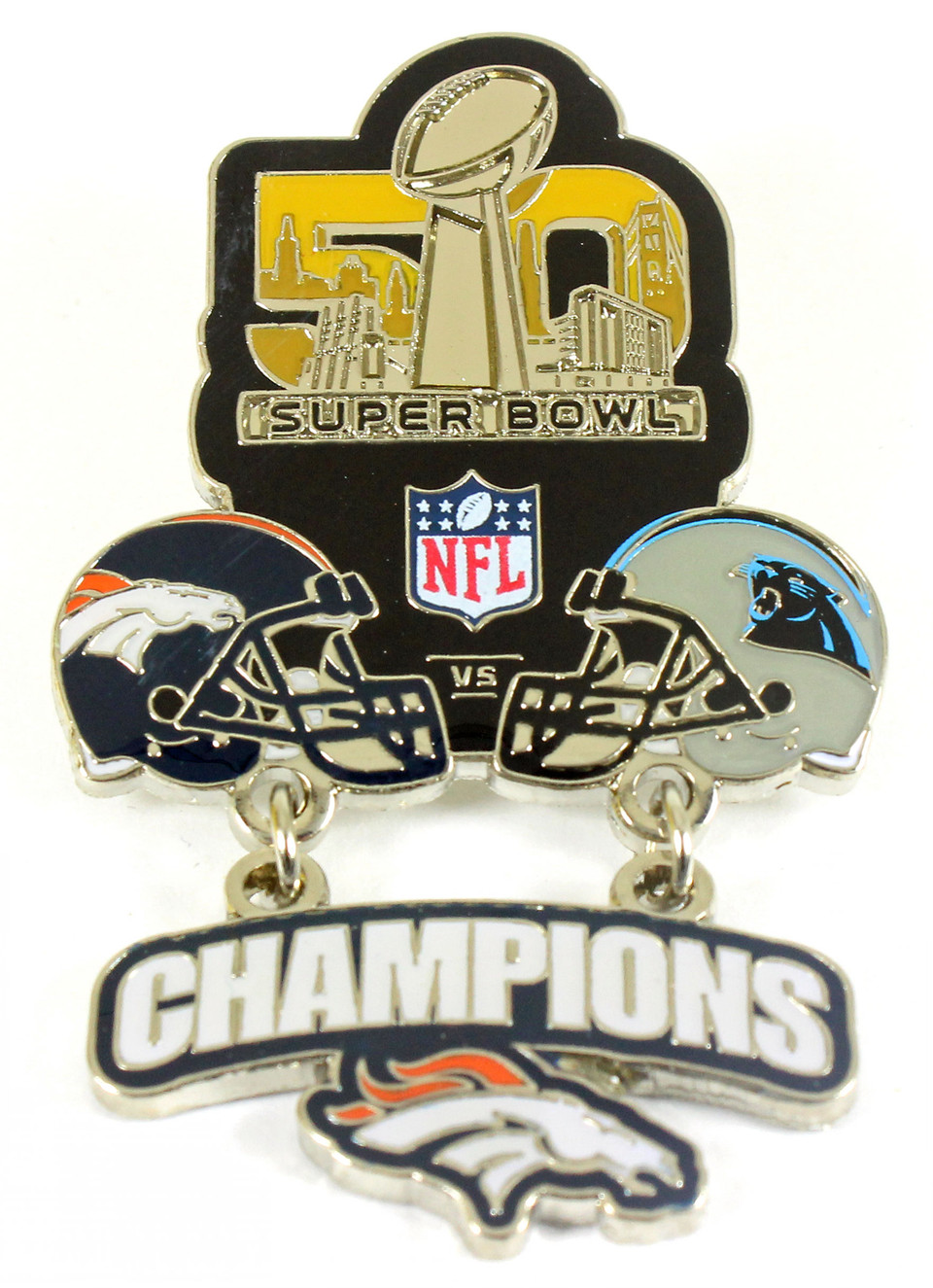 Super Bowl L (50) Oversized Commemorative Pin - Dangler Style