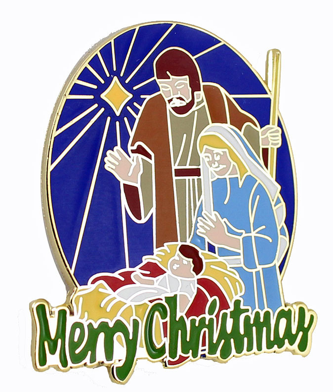 Merry Christmas Nativity Lapel Pin