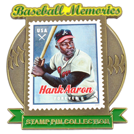 Hank Aaron Stamp Pin - Baseball Memories Collection - Limited 300