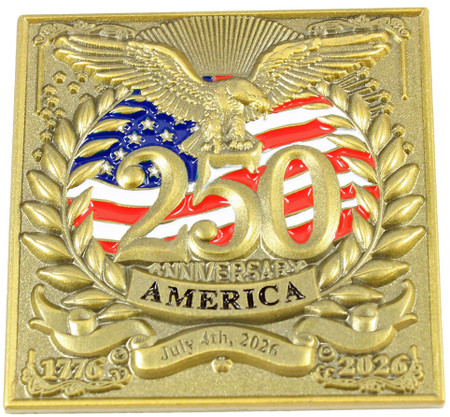America 250th Anniversary Antique Gold 3-D Pin #2 - Limited 2,026