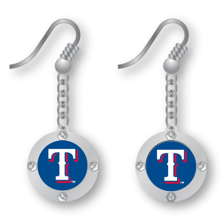 Texas Rangers Round Crystal Dangler Earrings