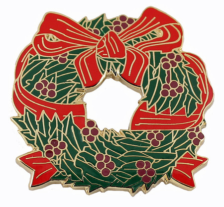 Holiday Wreath Pin - Oversized at 1.5"