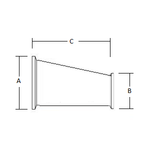 3" to 2" Sanitary - Reducer Offset With Clamp Ends.