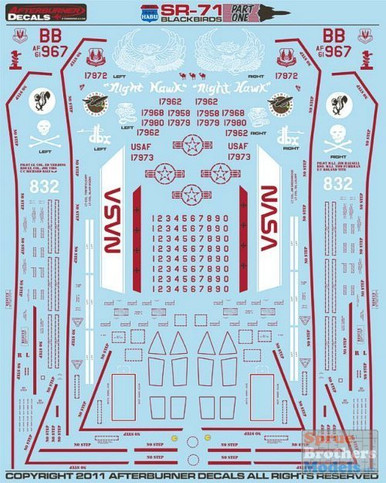 AFD48078 1:48 Afterburner Decals SR-71 Blackbirds Part 1 #48078 - MRS ...