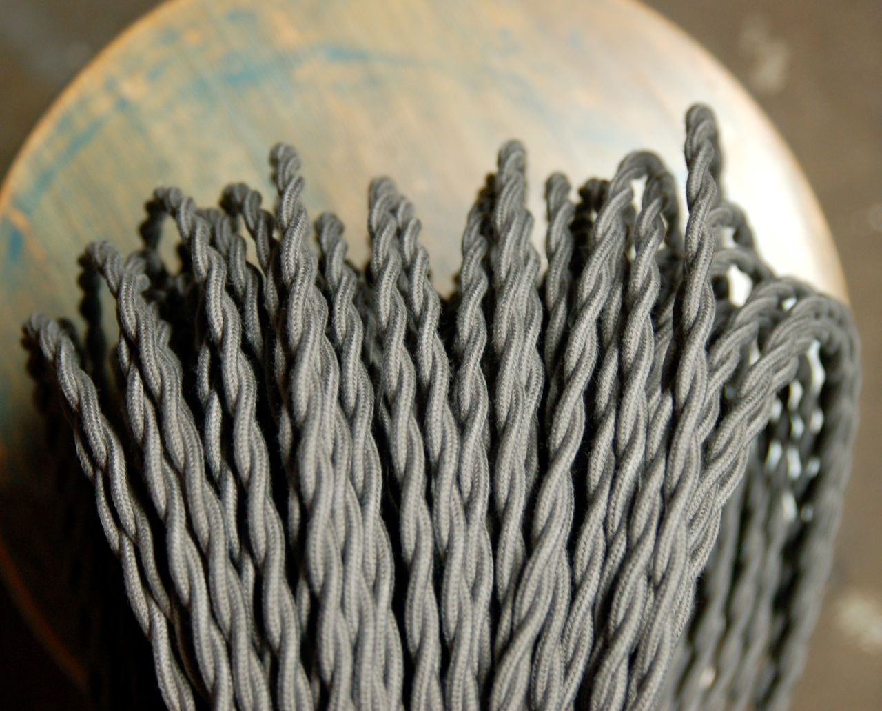 Green Cloth Covered Electrical Cord | Twisted Cloth Wire