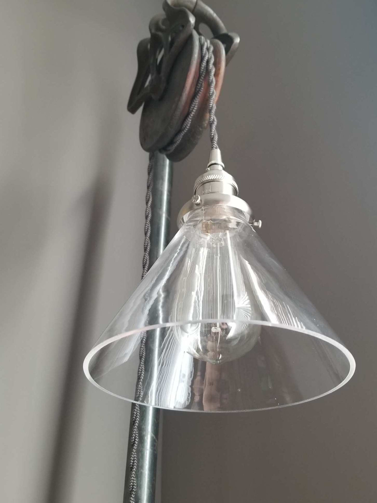 Clear Glass Cone Light Shade - 7 Inch Diameter