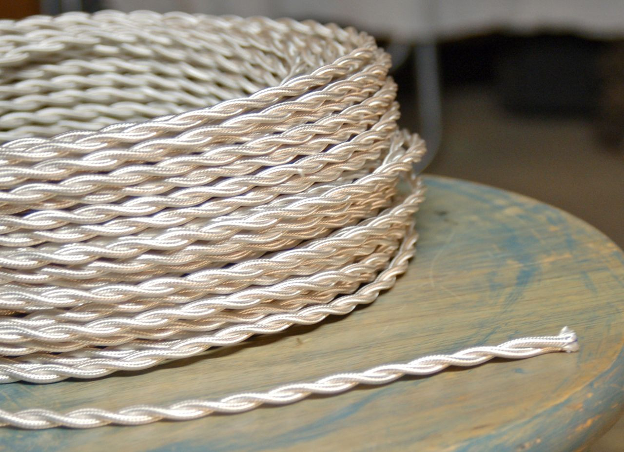 White Ivory Twisted Cloth Covered Wire, Rayon - PER FOOT - Snake Head ...