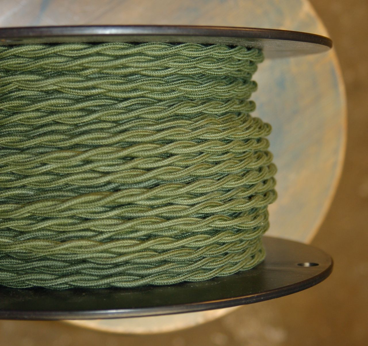 Green Cloth Covered Electrical Cord | Twisted Cloth Wire