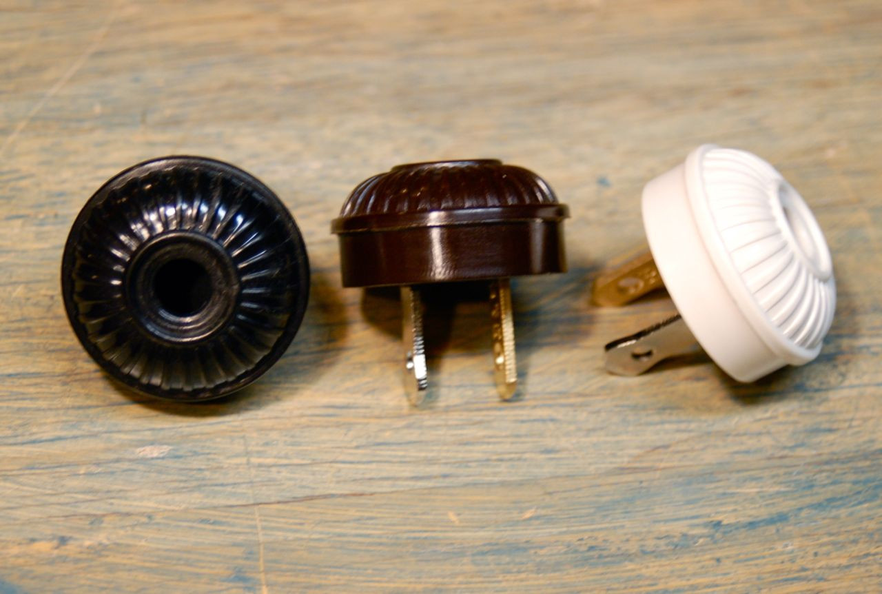 Replicated Bakelite Electrical Plugs - Ribbed Design
