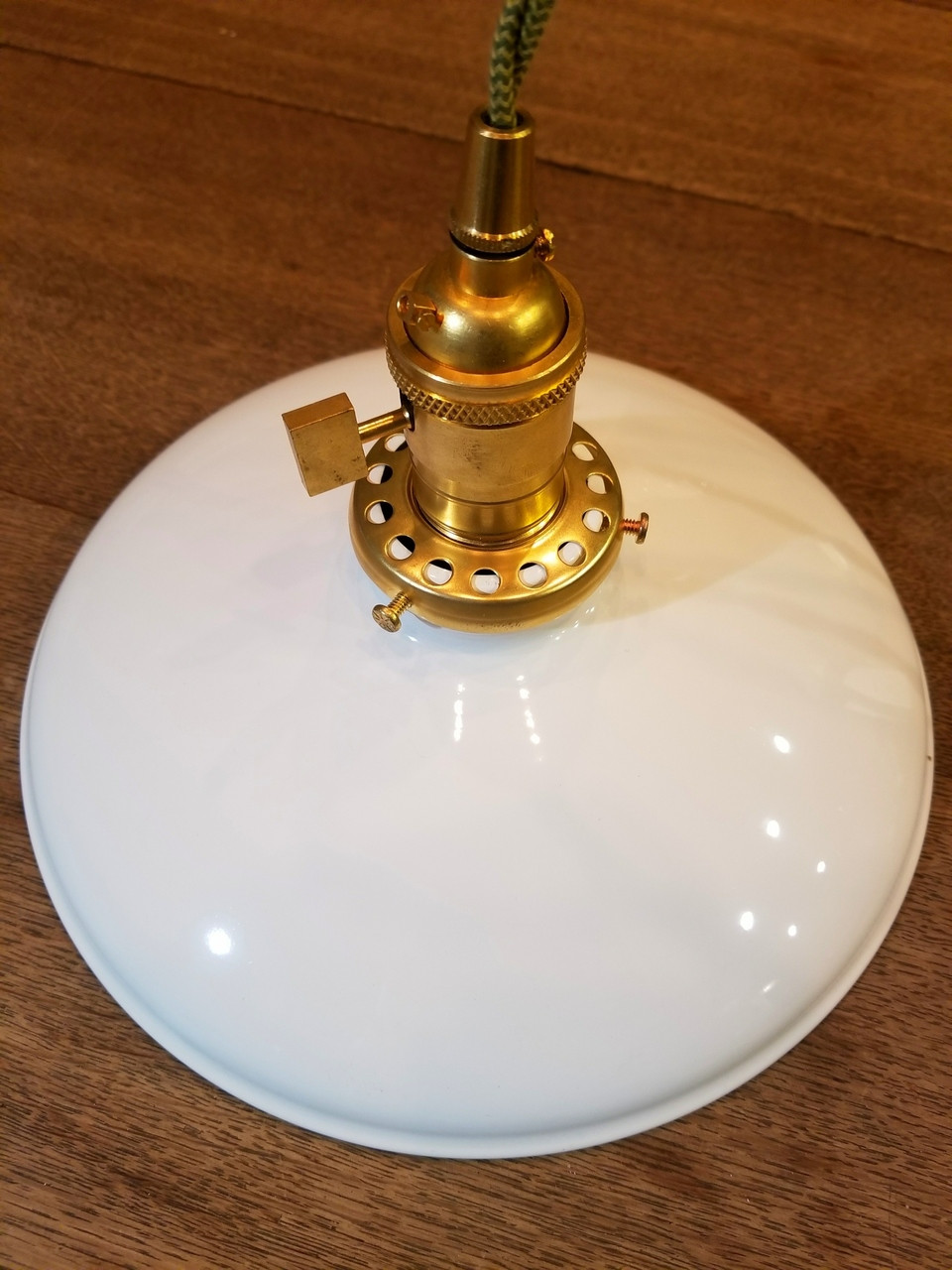 White Porcelain Enamel Shade: 10" Rounded Industrial Steel, 2-1/4 ...