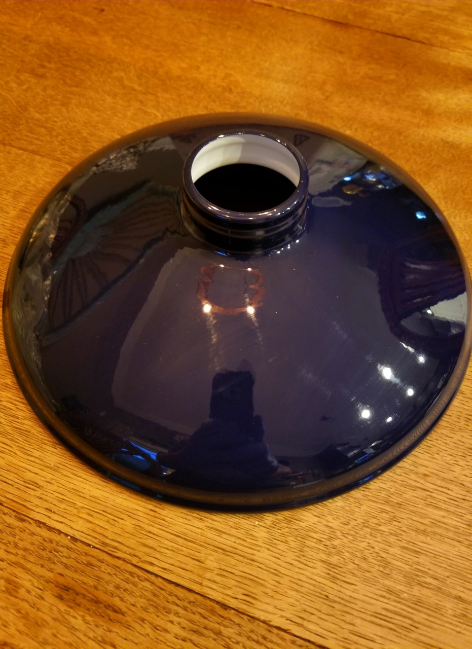 Blue Porcelain Enamel Shade: 10" Rounded Industrial Steel, 2-1/4 ...