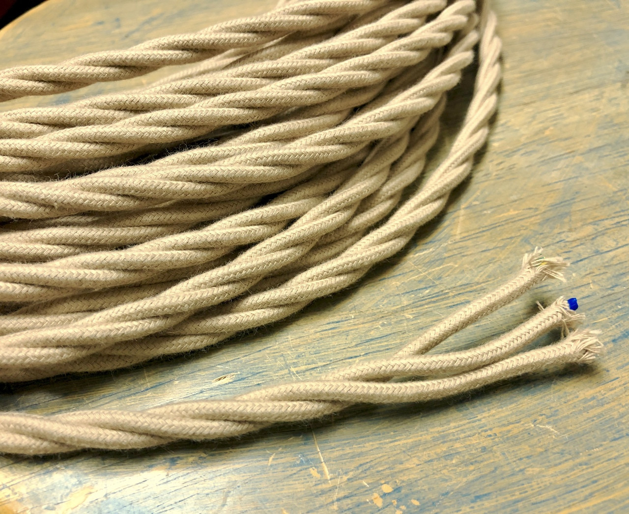 Tan 3-Wire Twisted Cloth Covered Cord, Cotton - PER FOOT - Snake Head ...