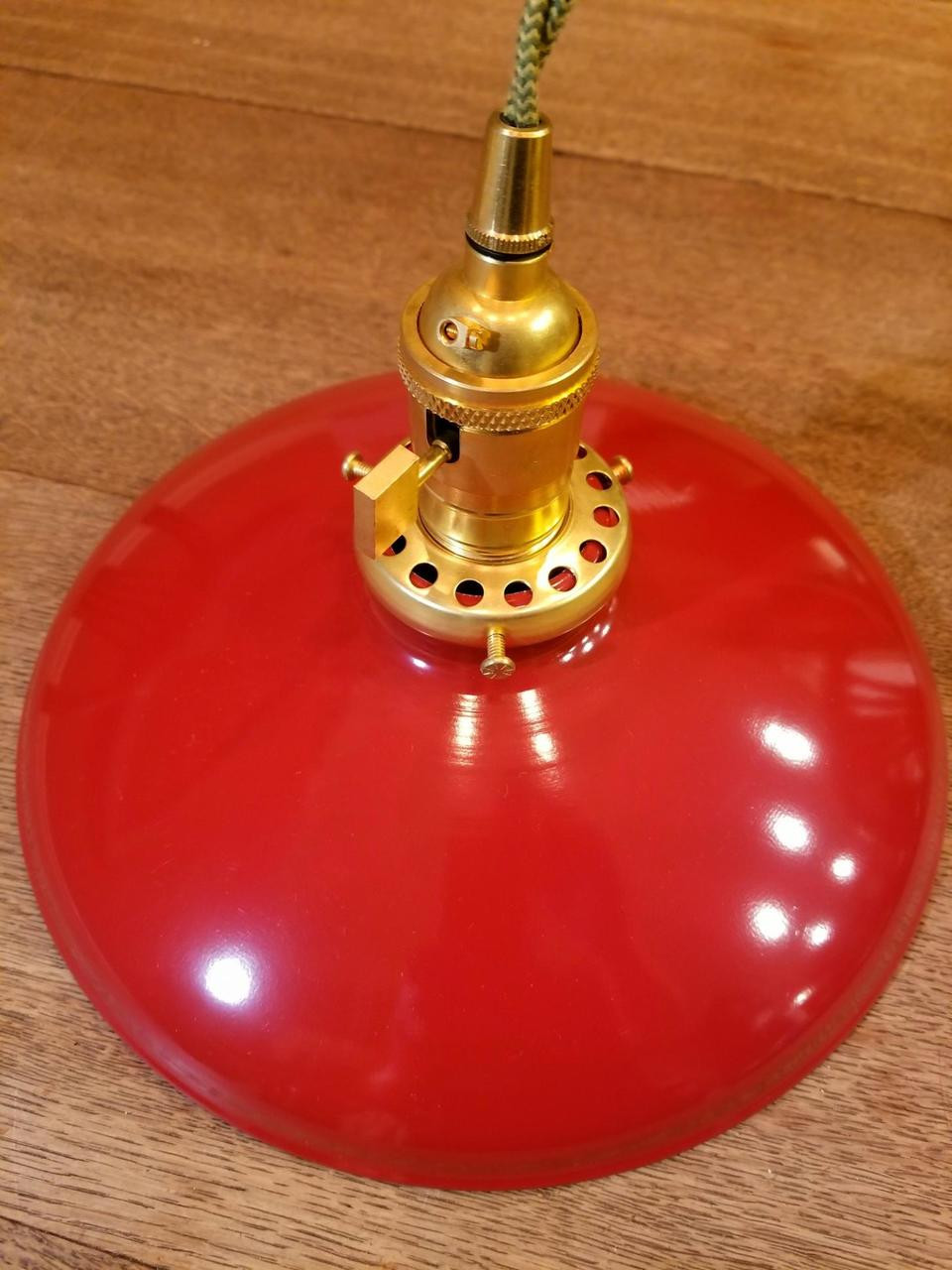 Red Metal Lamp Shade - Round | Red Porcelain Finish Light Shade