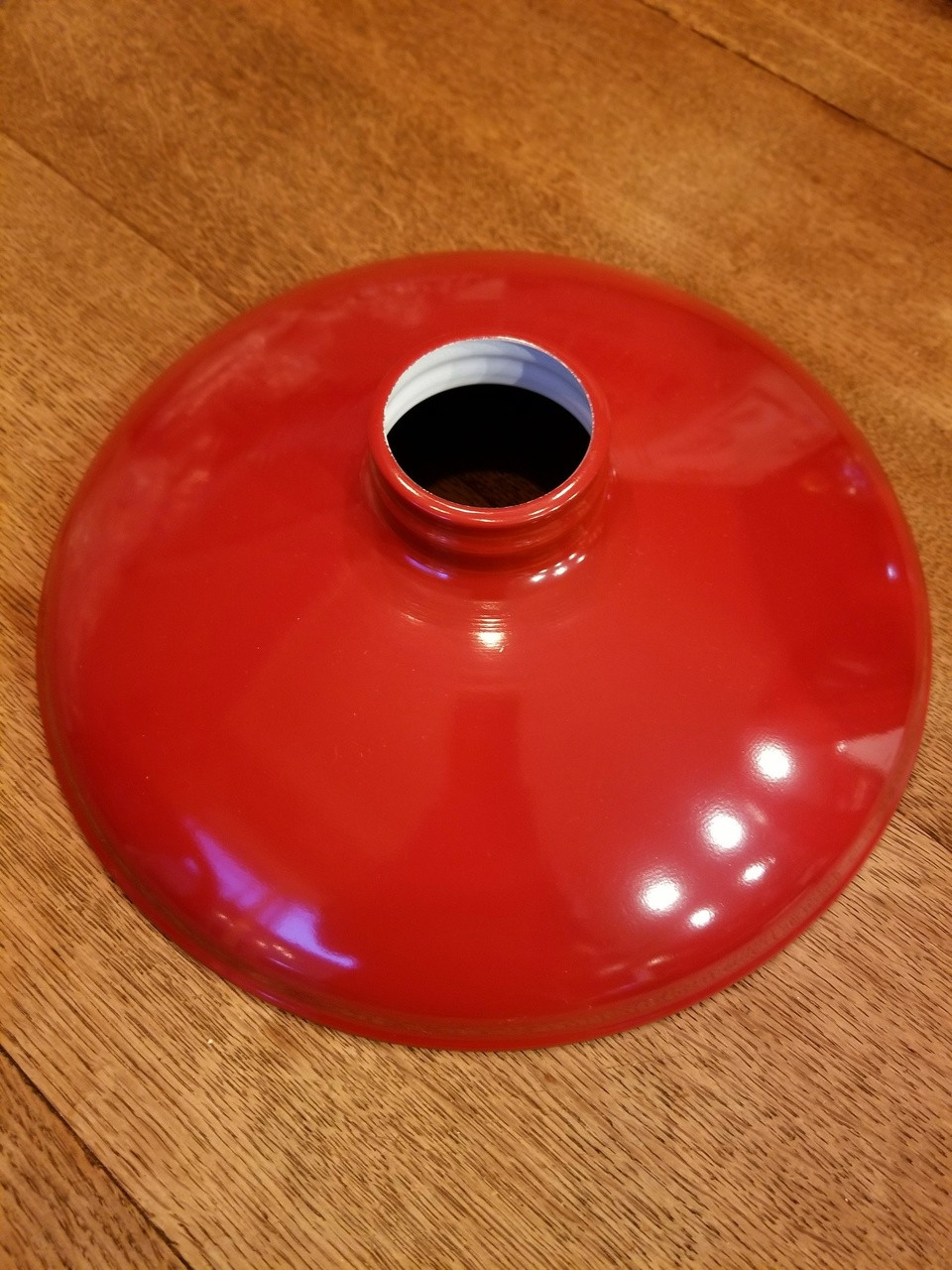 Red Metal Lamp Shade - Round | Red Porcelain Finish Light Shade