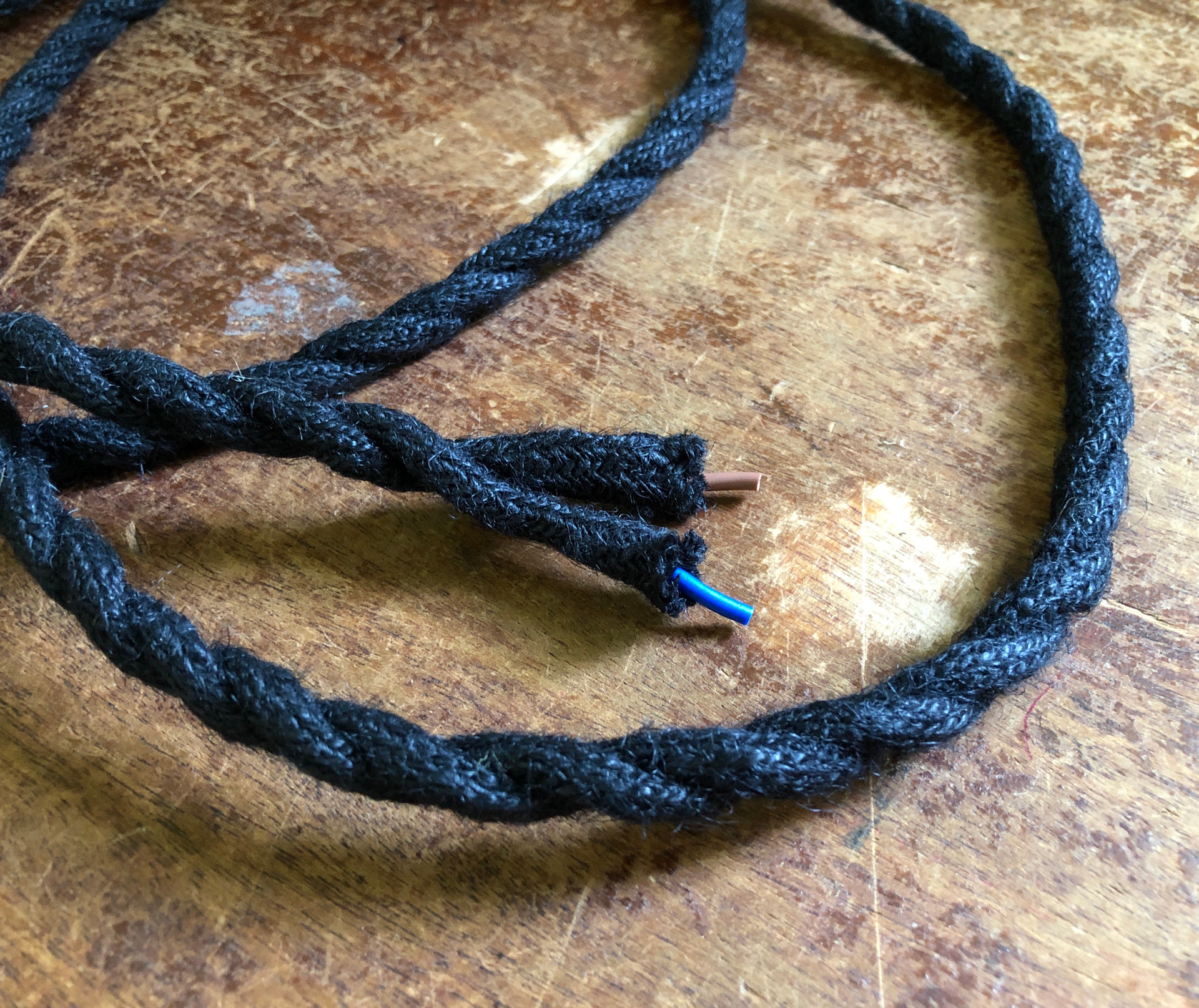 Black Jute Cord | Black Rope Covered Electrical Wire