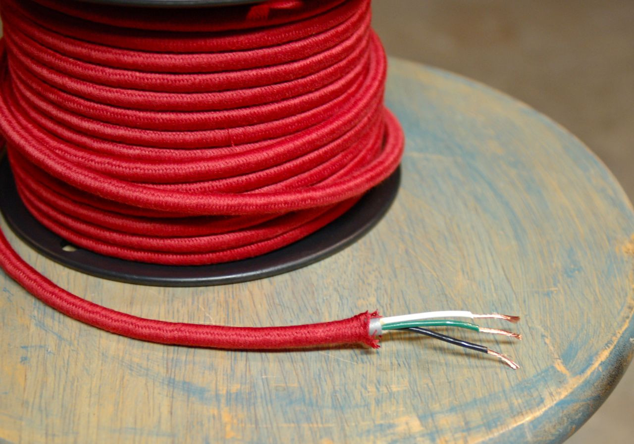 Red Cotton Covered Electrical Wire - 18/3 | Snake Head Vintage