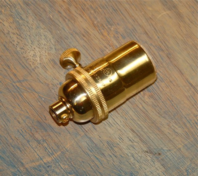 Brass Lamp Socket with 3 Way Turn Knob Switch | Snake Head Vintage