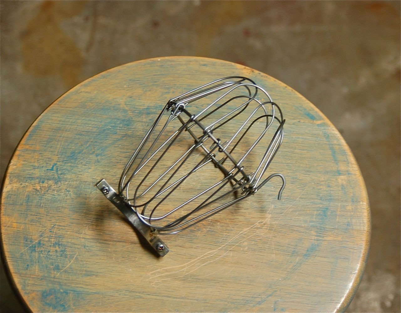 Unfinished Steel Wire Bulb Cage, Clamp On Lamp Guard - Snake Head Vintage