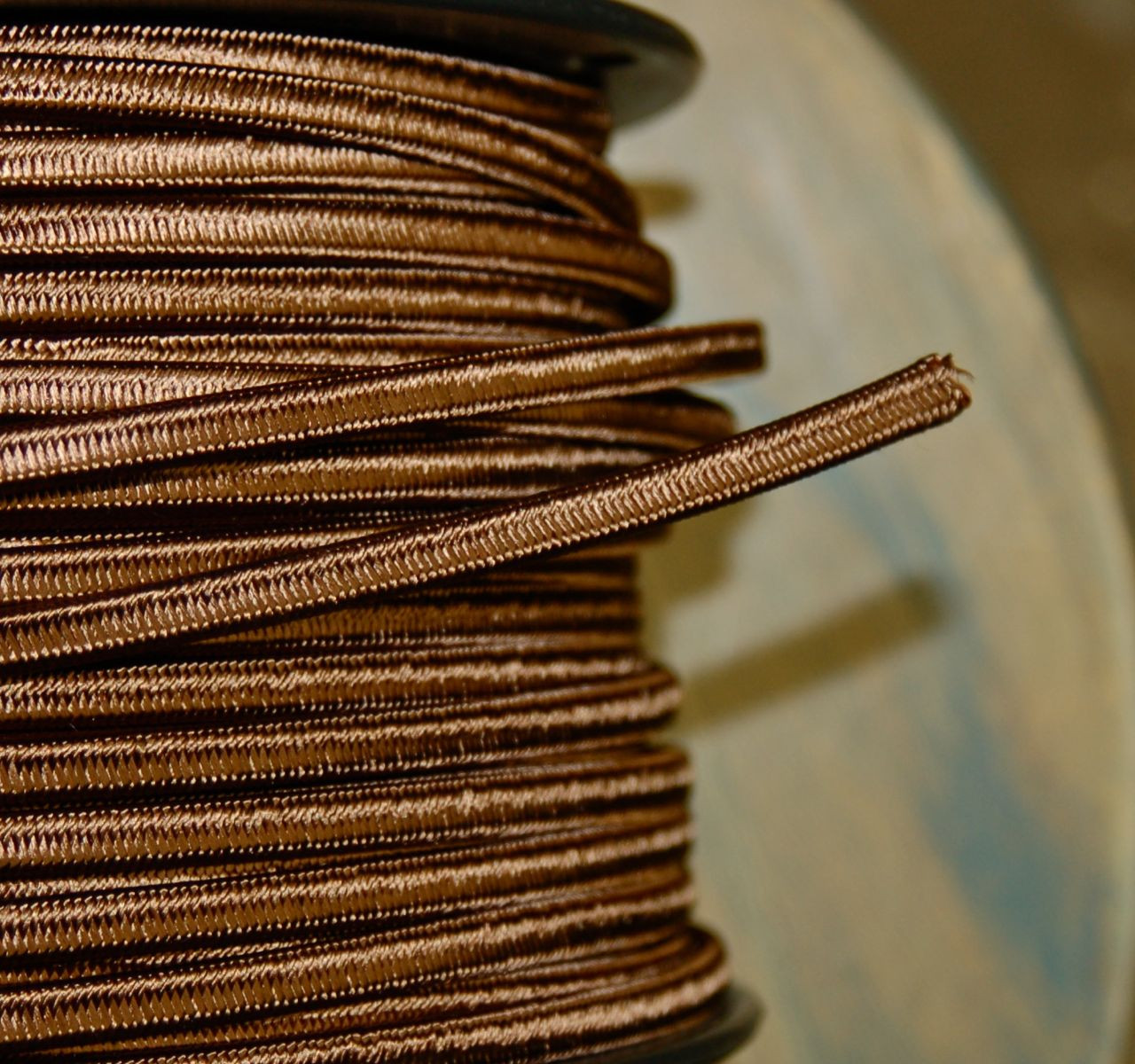 Brown Round Cloth Covered 3-Wire Cord, Rayon - PER FOOT - Snake Head ...