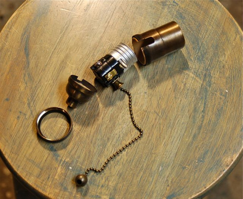 Solid Brass Pull Chain Light Socket | Snake Head Vintage