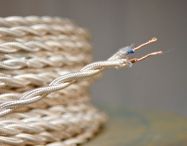 White Ivory Twisted Cloth Covered Wire, Rayon - PER FOOT - Snake Head ...