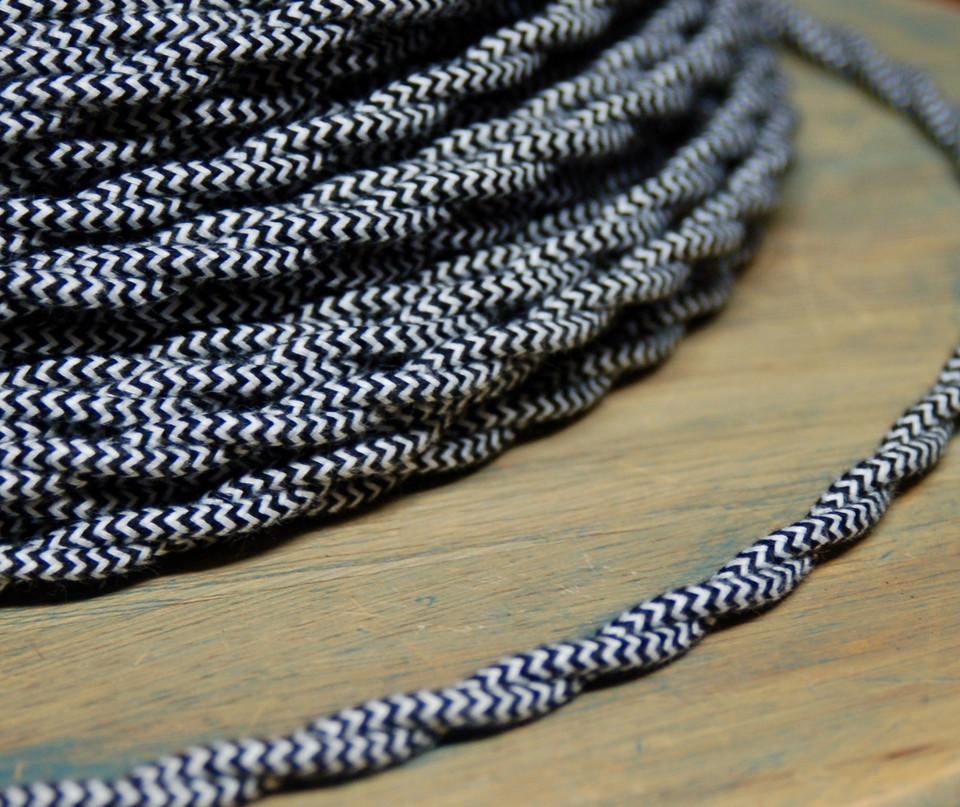 Black Twisted Cloth Covered Cord by the Foot | Snake Head Vintage