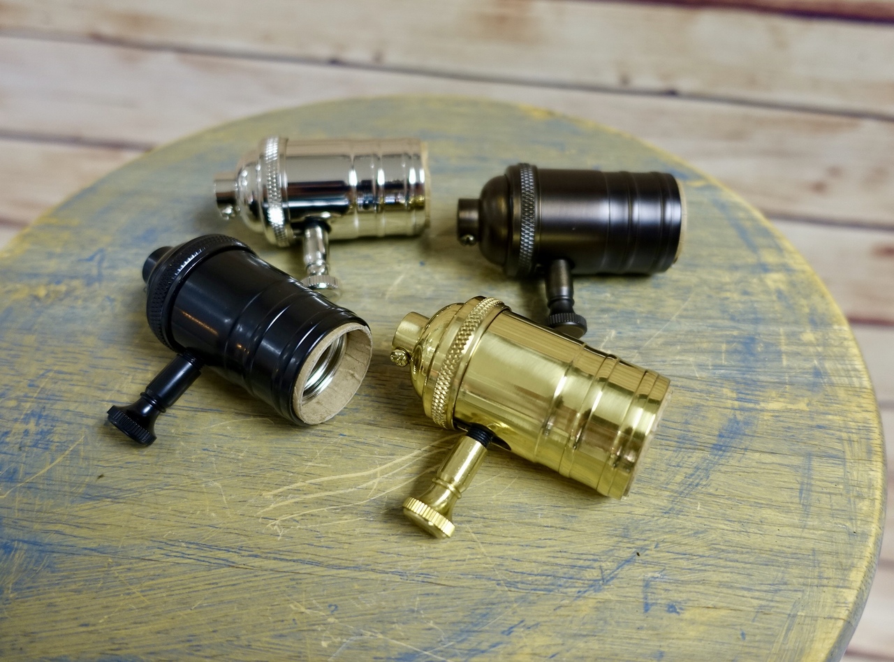 Solid Brass Dimmable Light Socket, Full Range Turn Knob Dimmer - Snake ...