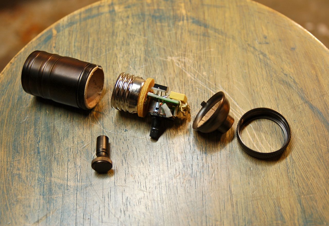 Solid Brass Dimmable Light Socket, Full Range Turn Knob Dimmer - Snake ...