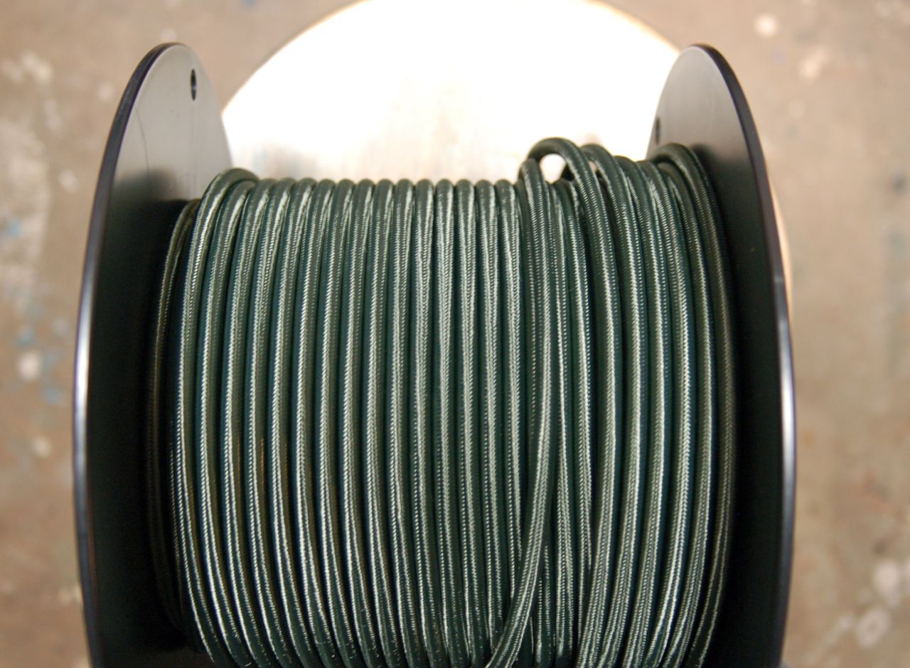 Green Nylon Electrical Cord - Round | Snake Head Vintage