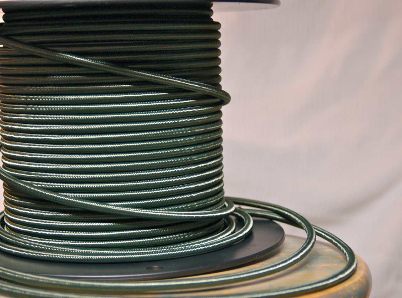 Green Nylon Electrical Cord - Round | Snake Head Vintage