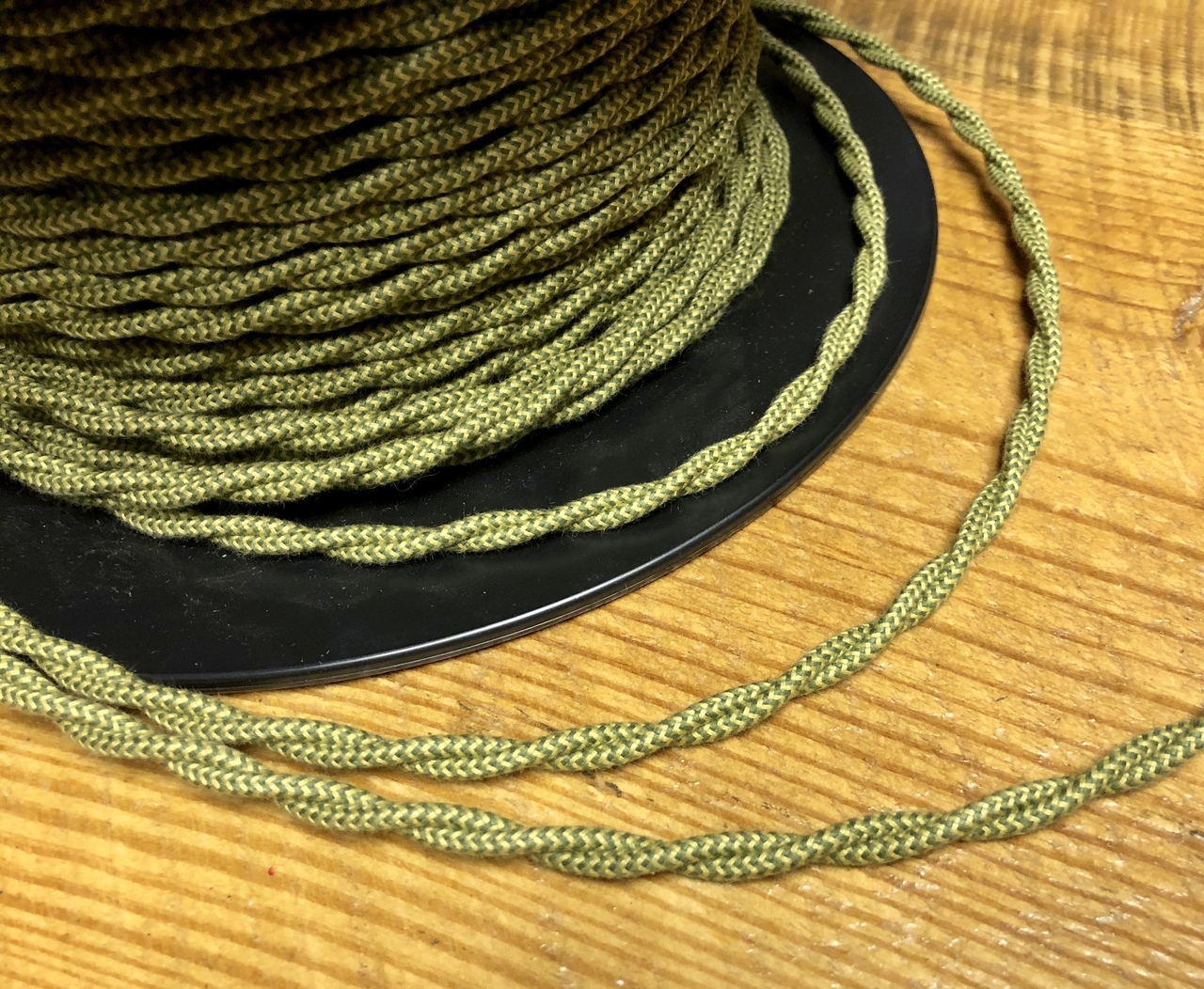 Green & Yellow Cotton Covered Electrical Wire | Snake Head Vintage