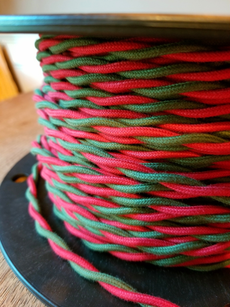 Red & Green 2-Wire Twisted Cloth Covered Wire, Cotton - PER FOOT ...