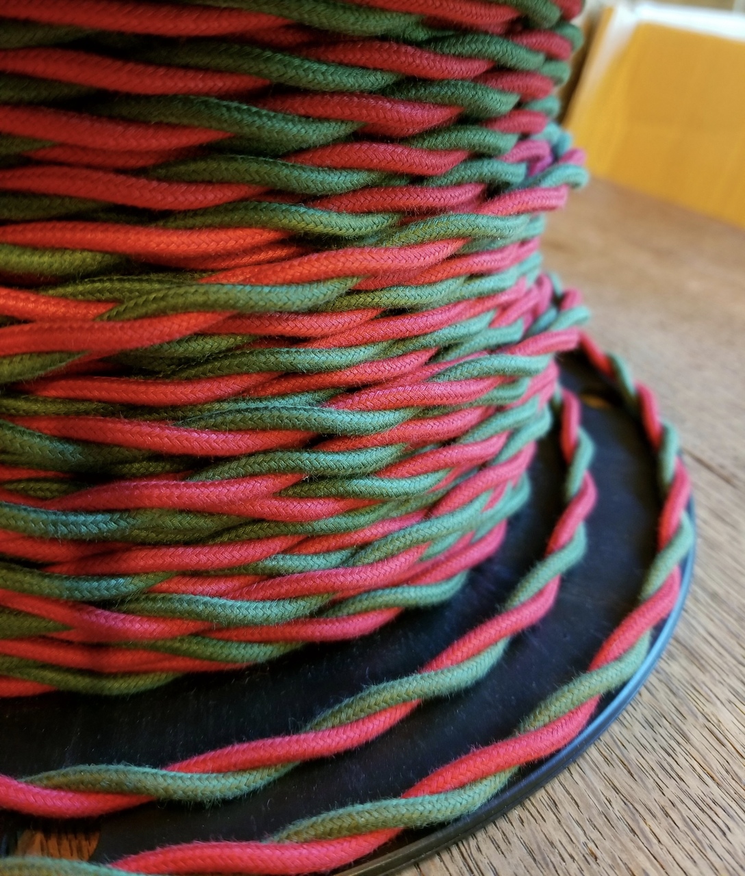 Red & Green 2-Wire Twisted Cloth Covered Wire, Cotton - PER FOOT ...