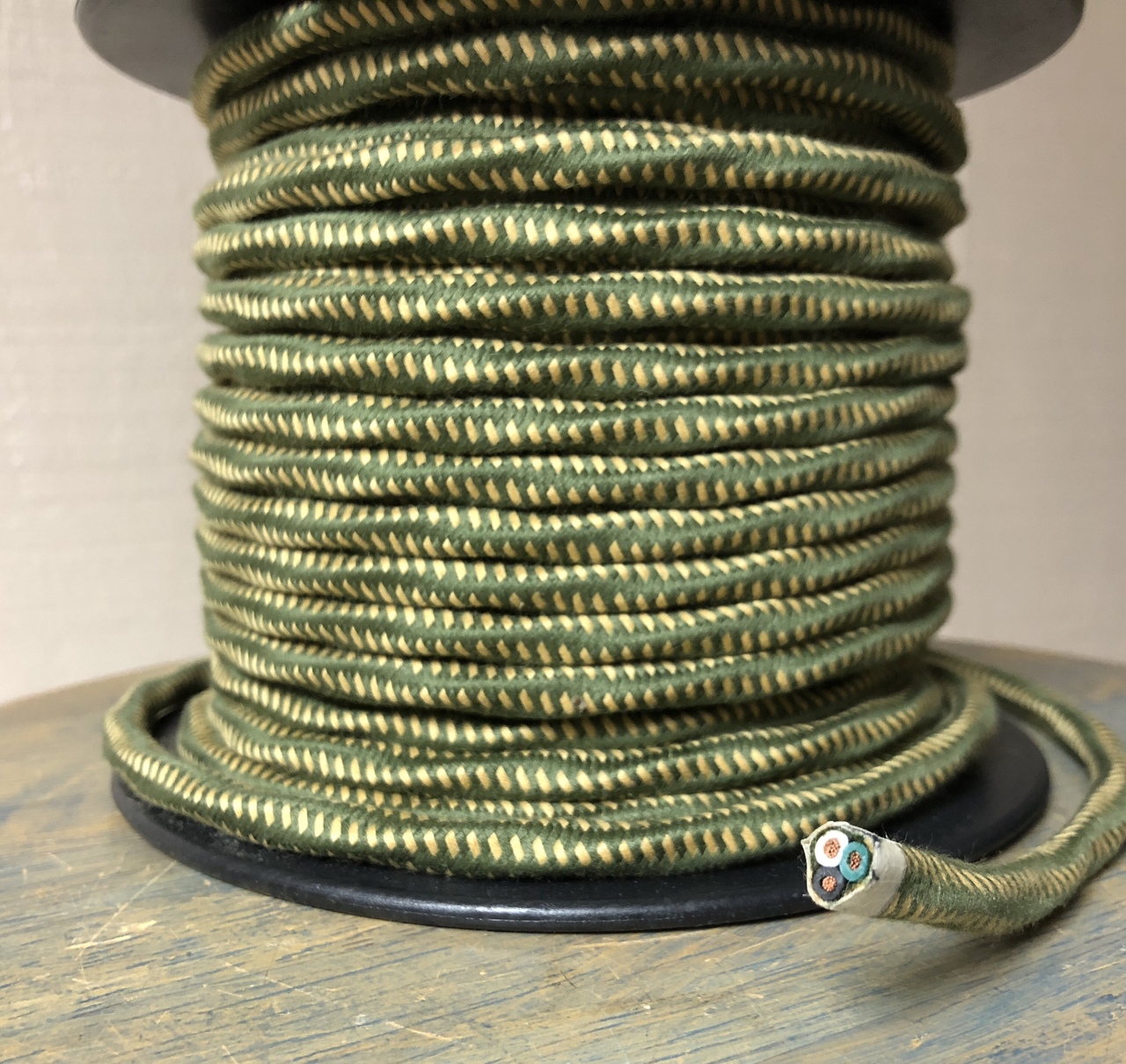 Green & Yellow 16 Gauge 3-Wire | Cotton Covered Green & Yellow Wire