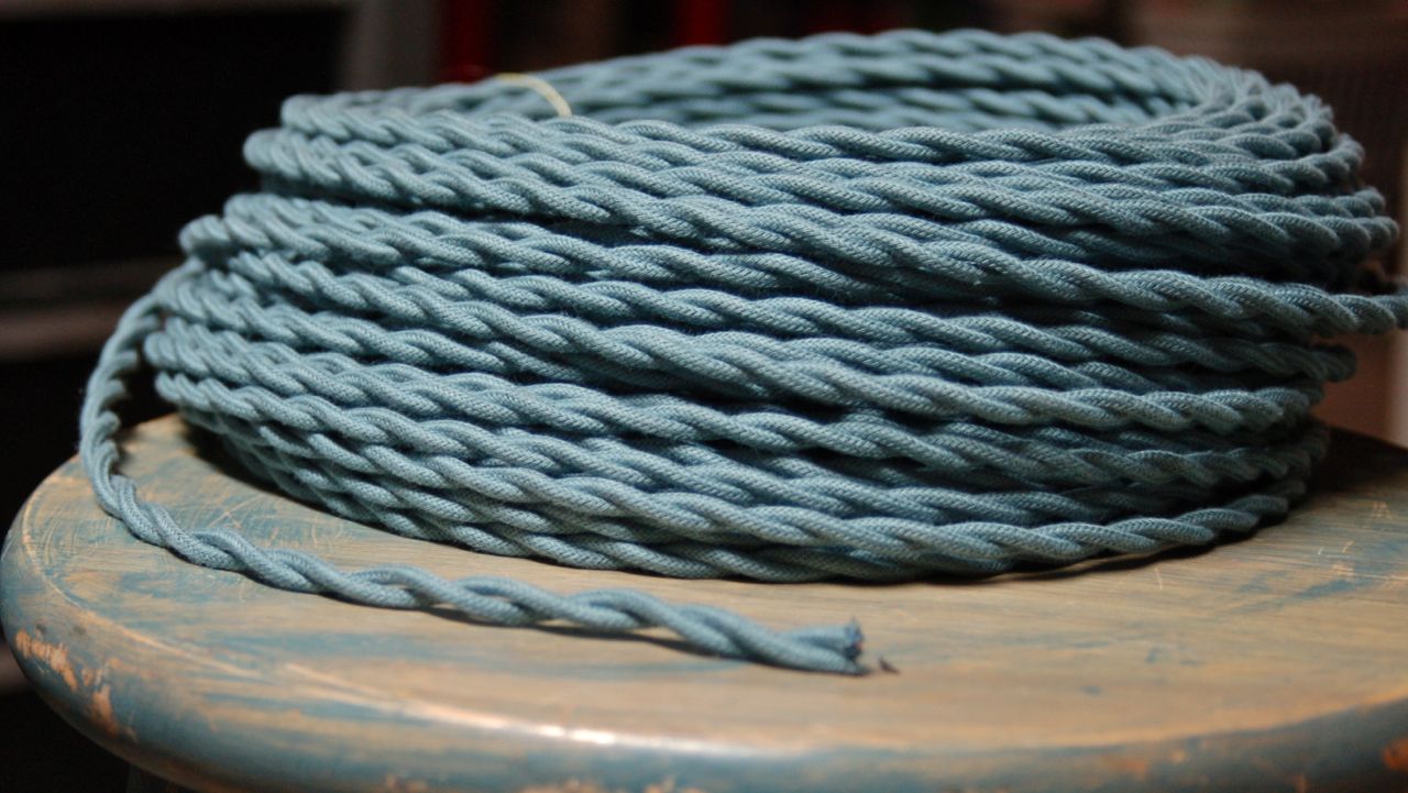 Slate Blue Twisted Cloth Covered Wire, Cotton - PER FOOT - Snake Head ...