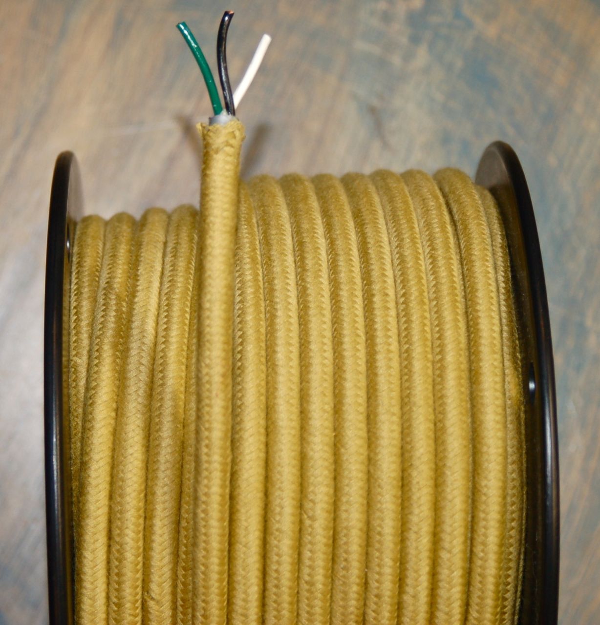 Yellow/Gold Cotton Covered Electrical Wire - Round