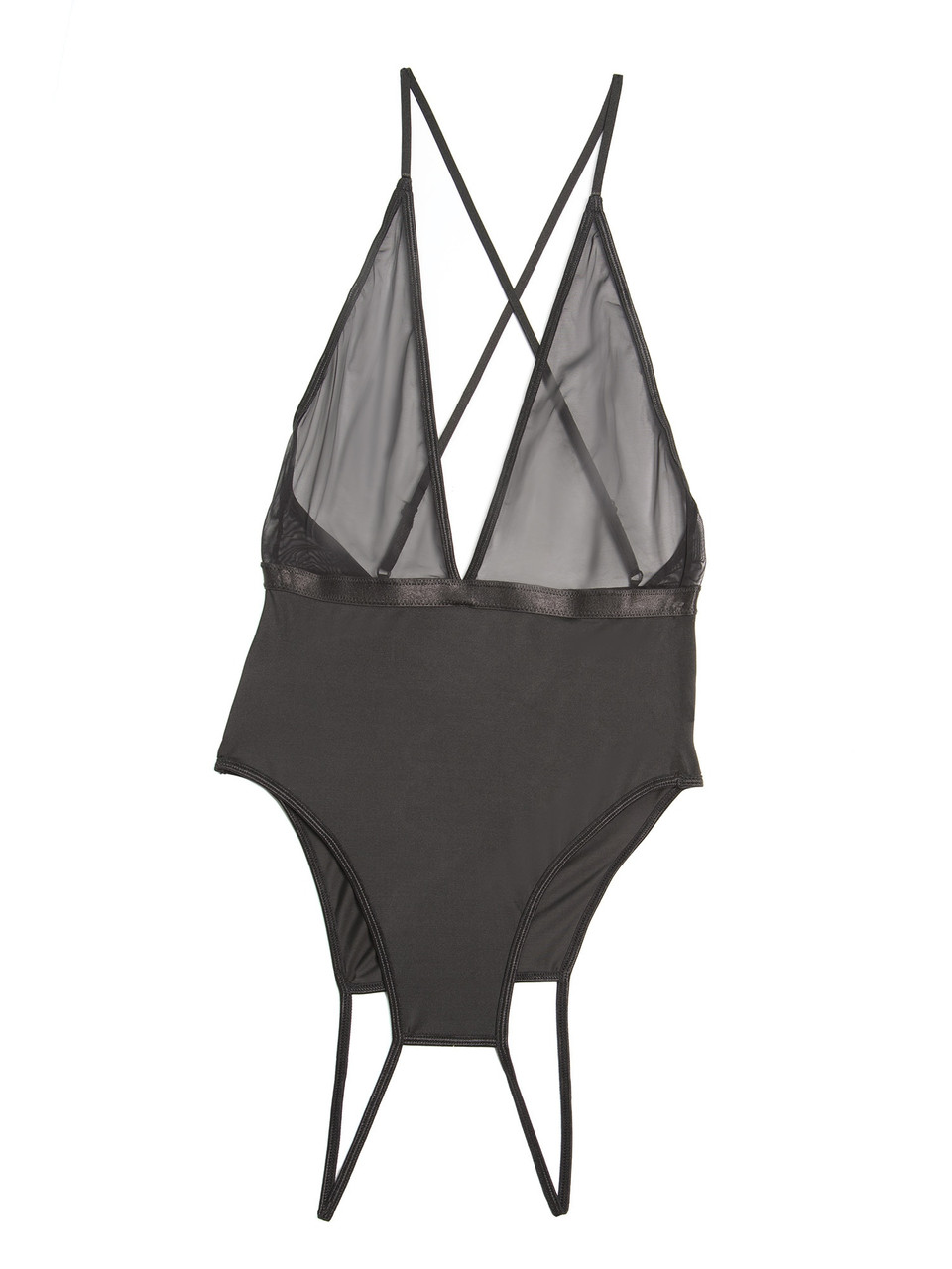Womens Sheer Cup Crotchless Teddy Bodysuit Lingerie