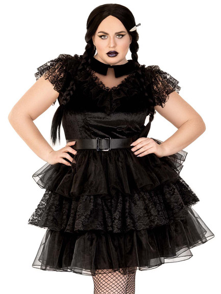 Womens Gothic Rebel Halloween Costume | Wednesday Dress and Addams ...