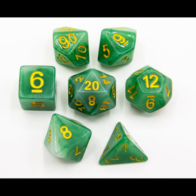 Critical Hit Collectibles Green Set of 7 Jade Polyhedral Dice w/ Gold ...