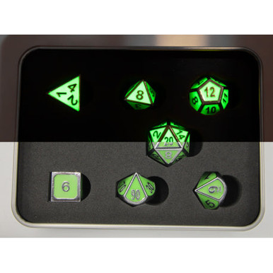 Critical Hit Collectibles GLOW GREEN Shadow Set of 7 Metal Polyhedral ...