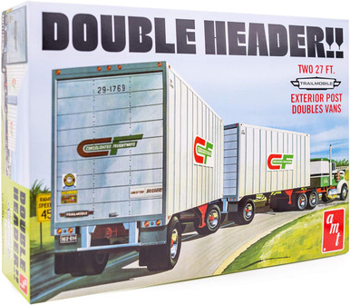AMT 1132 Double Header Tandem Van Trailers 1/25 Scale Model Kit ...