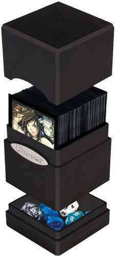 Ultra Pro Card Supplies Satin Tower Black Deck Box - ToyWiz